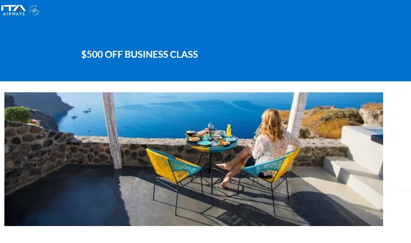 ITA: $500 Off Business Class Flight - (Example: New York to London $1489)